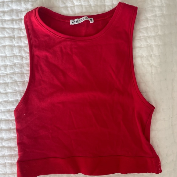 Zara | Tops | Zara High Neck Red Tank Top | Poshmark